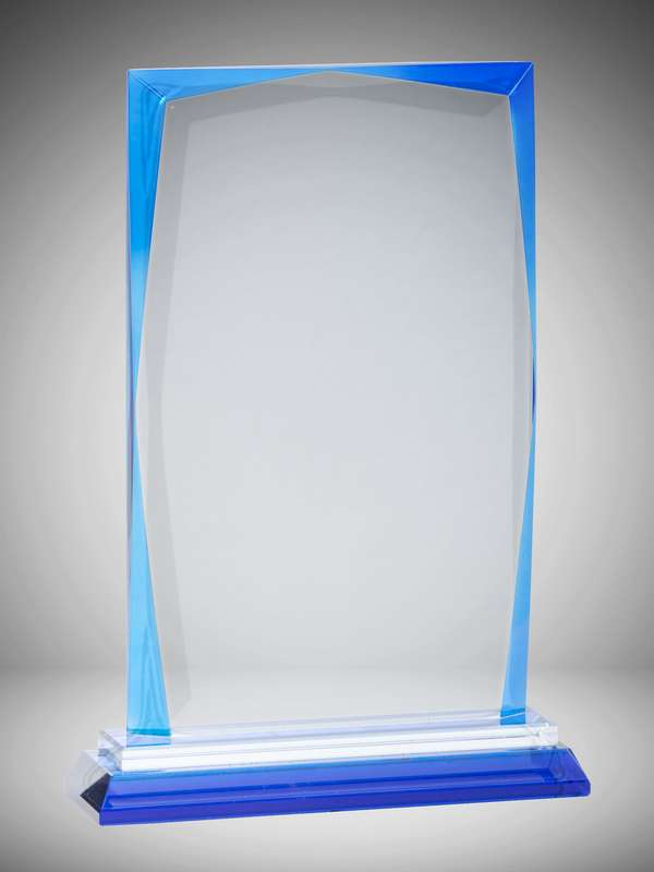 Blue Edged Glass Rectangle - Allsports Trophy Centre